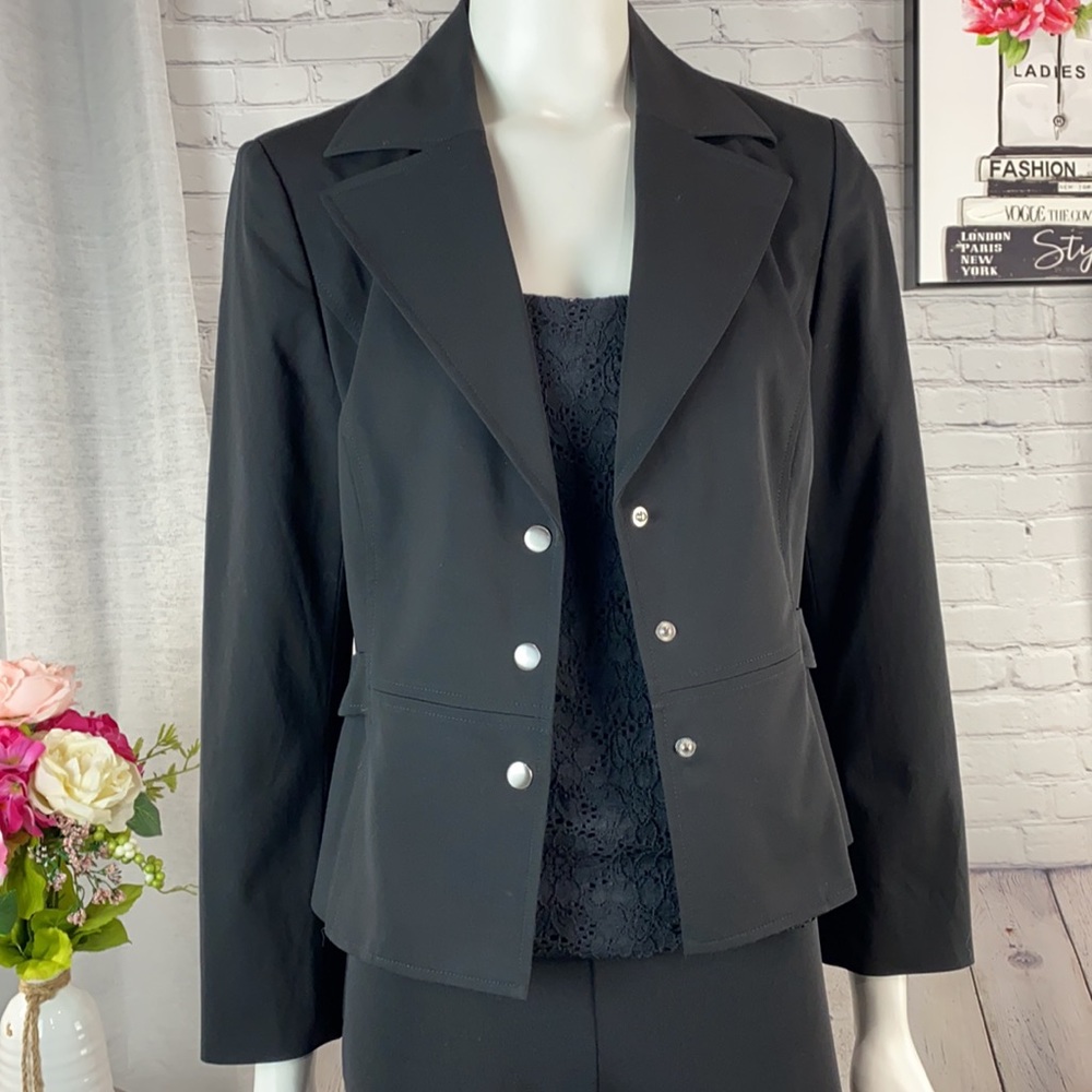 Talbots Petites Stretch Black Jacket Size: 8p - Gem